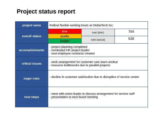 Powerpoint Summary Slide 71216 | Project Status Template