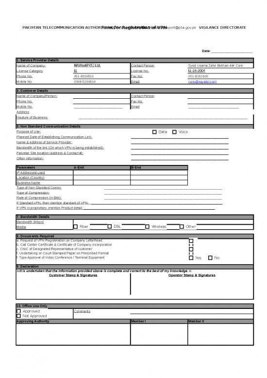 White listing delisting Form Vpn 1 - Standar Format