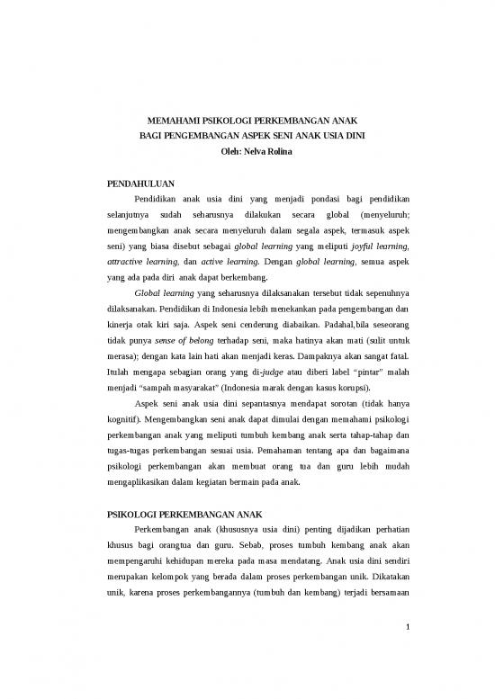 Memahami Psikologi Perkembangan Anak Bagi Pengembangan Aspek Seni Anak Usia Dini - Psikologi Dan ...
