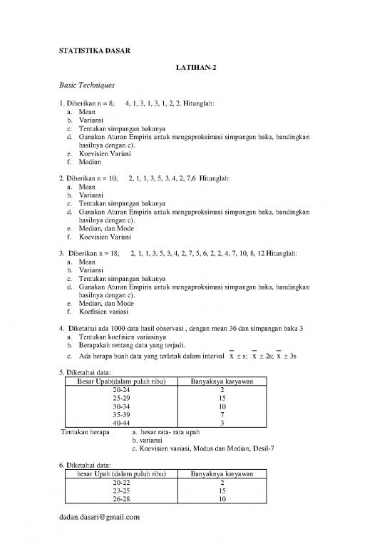 Statistika Pdf 8078 | Latihan2 Statistika Dasar | Matematika