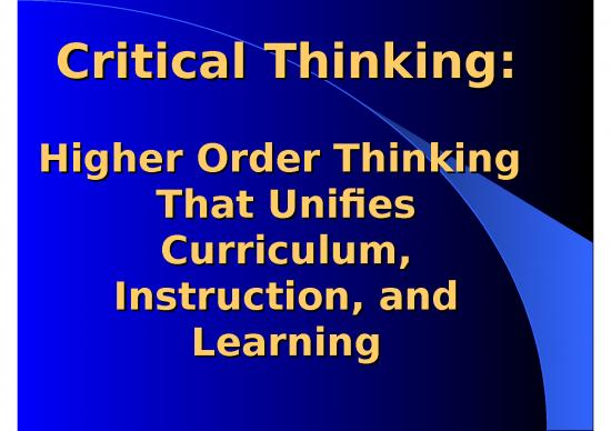 Online Learning Ppt 72622 | Higher Order Thinking
