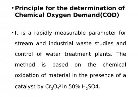 Chemical Oxygen Demand Ppt 72219 | Presentation Sg