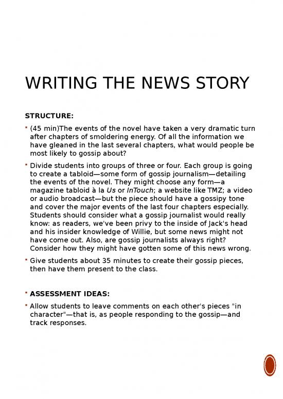 Information Ppt 74656 | Writing The News Story Guidelines