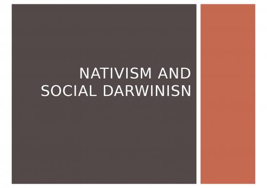 Nativism And Social Darwinisn