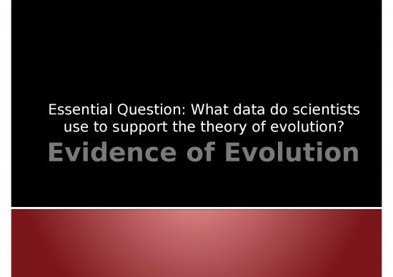 Structure Ppt 79141 | Evidence Of Evolution Data Sheet