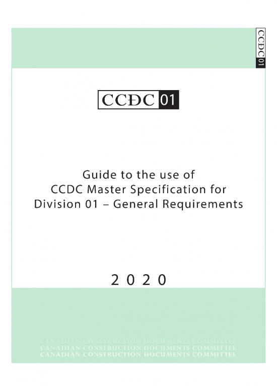Construction Pdf 84182 | 2020 Ccdc Guide To Division 01 Toc En