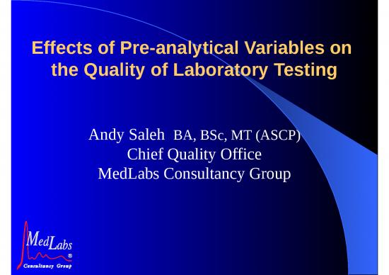 Pre Analytical Variables Of Lab Testing