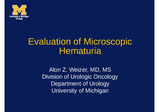 Tues 9 30 Current Guidelines For Microscopic Hematuria Evaluation And ...