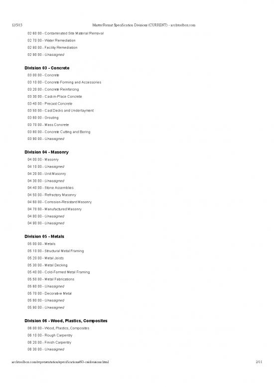 Construction Pdf 83876 | Masterformat Specification Divisions Construction Pdf 83876 | Masterformat Specification Divisions