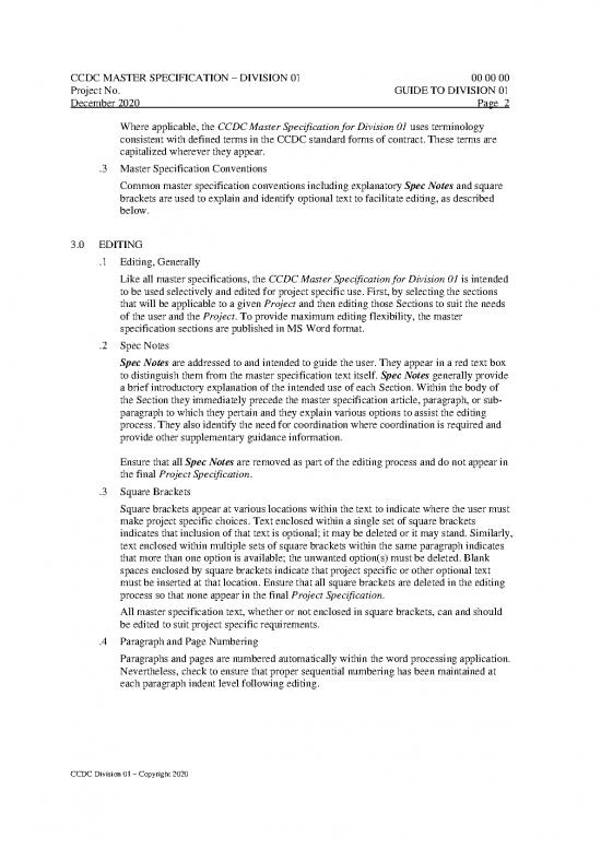 Construction Pdf 84182 | 2020 Ccdc Guide To Division 01 Toc En
