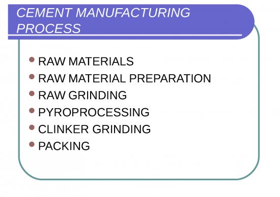 Manufacturing Ppt 82273 | Hss Pp On Cement Manufacturing Process