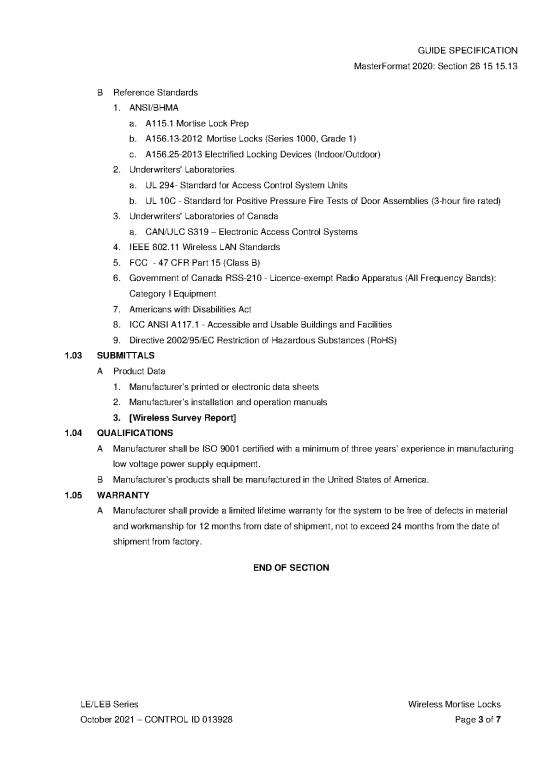 Masterformat 2020 Pdf 84054 | Schlage Leb Mobile Enabled Intelligent Wireless Locks A& Pdf