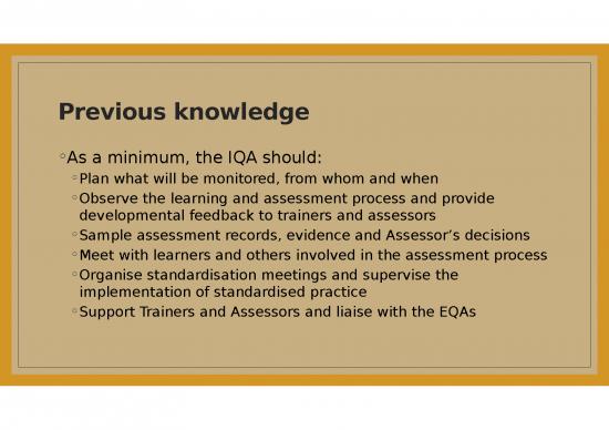 Understand How To Plan The Internal Quality Assurance Of Assessment
