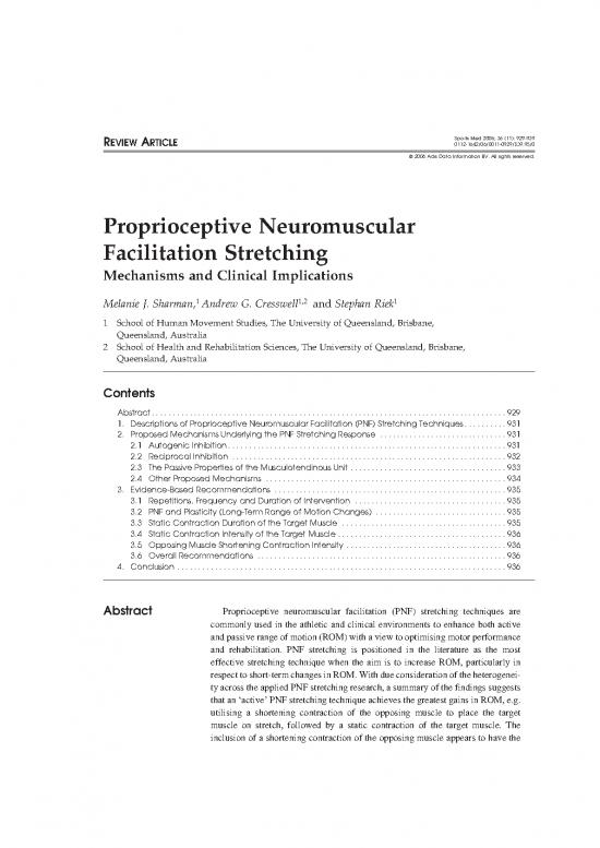 Pnf Stretching Pdf 86075 Proprioceptive Neuromuscular Facilitation