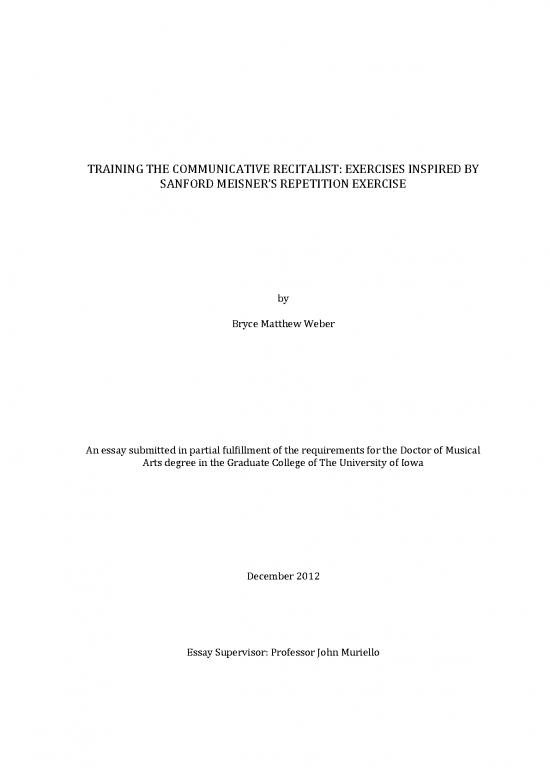 Exercises Inspired By Sanford Meisner's Repetition Exercise