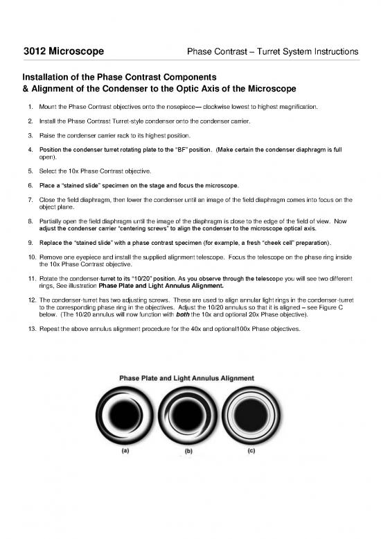 Phase Contrast Microscopy Pdf 85344 | Manual 3012 Phase Contrast Turret ...