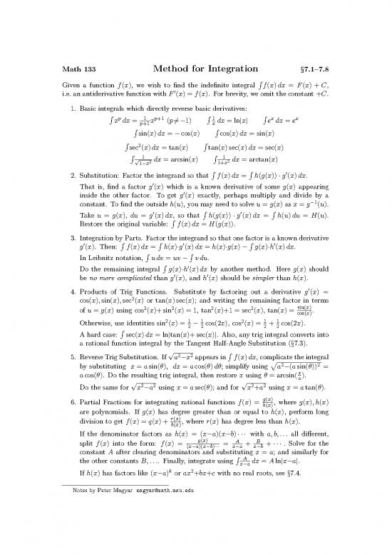 7 Method For Integrals