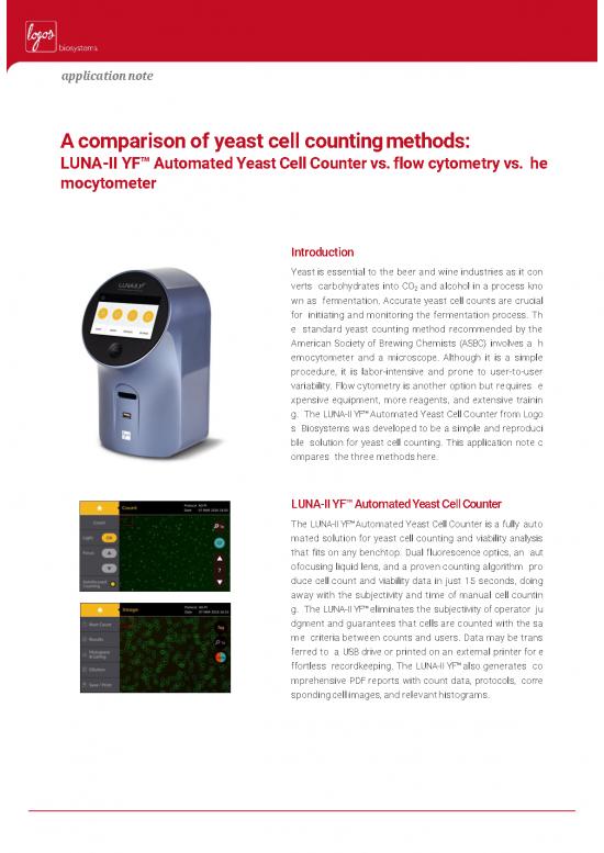 Society Pdf 87515 Application Note A Comparison Of Yeast Cell