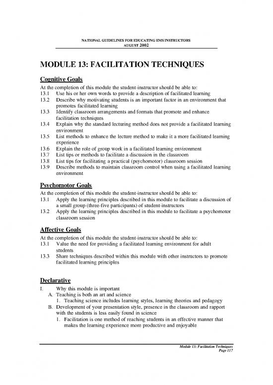 Learning Methods Pdf 88902 | Module 13 Facilitation Techniques