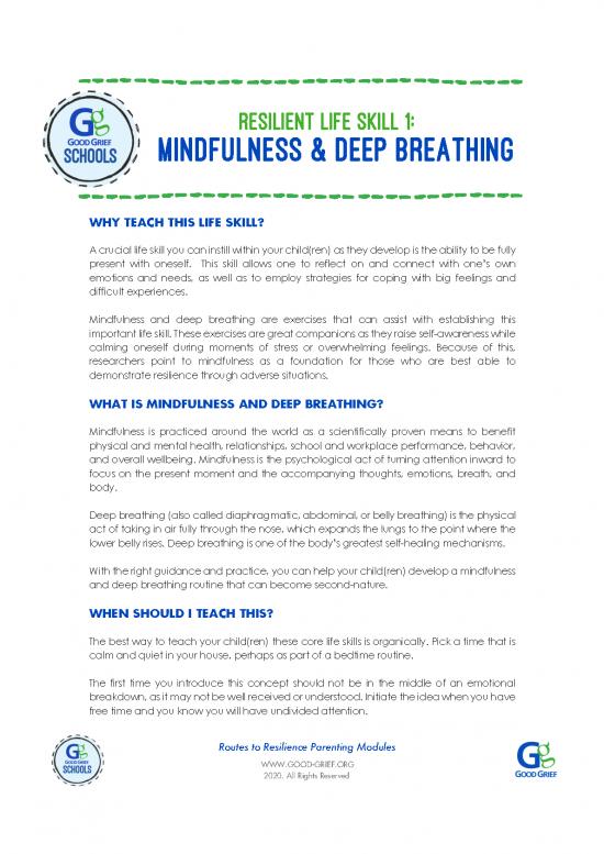 Deep Breathing Exercises Pdf 87628 | Parent Modfule 1 Mindfulness And ...