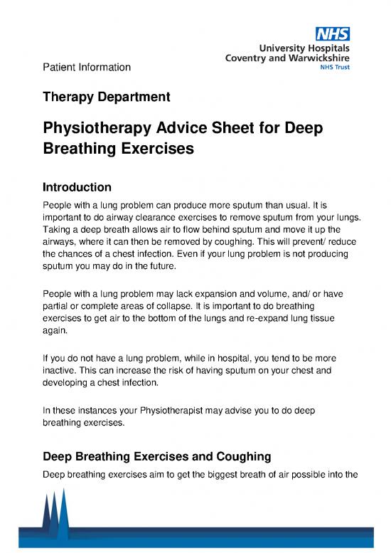 Deep Breathing Exercises Pdf 87172 | Physiotherapy Advice Sheet For ...