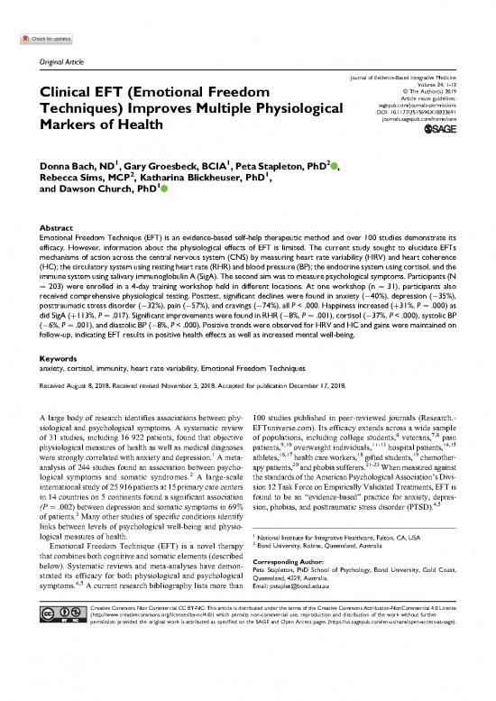 Journal Pdf 88034 | Clinical Eft Emotional Freedom Techniques Improves ...