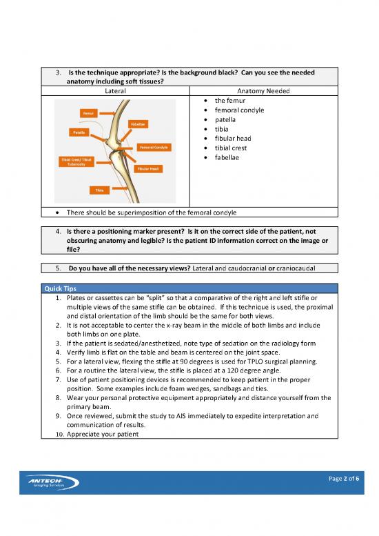 Radiographic Positioning Pdf 87367 | Stifle Positioning Course Handout