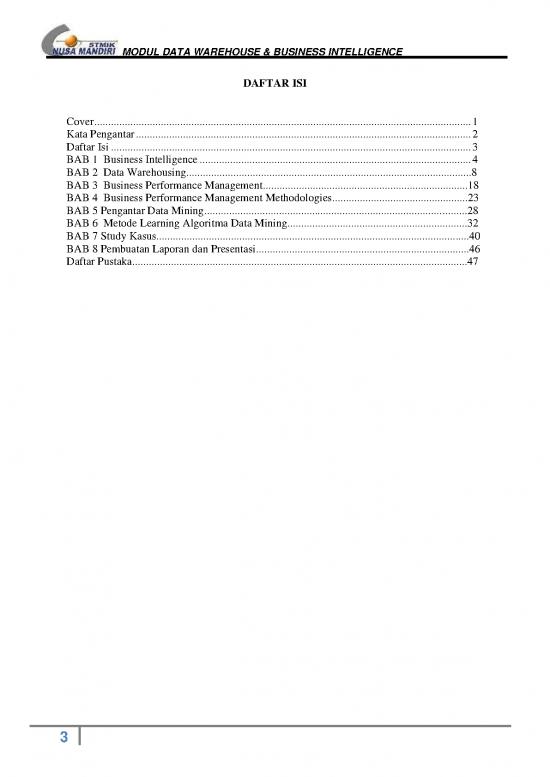 Modul Data Warehouse