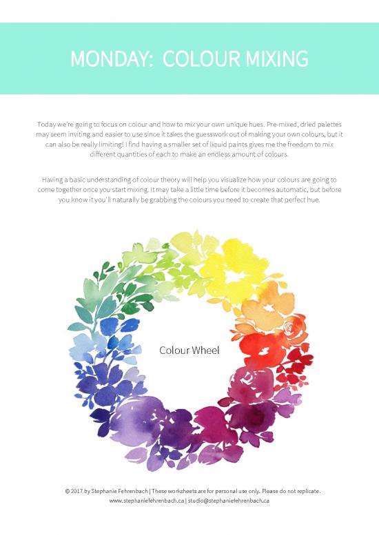 Colour Therapy Pdf 88116 | Step By Step Watercolour 1 Week Challenge