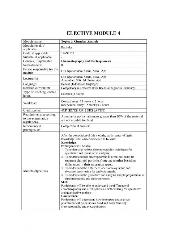 Language Pdf 90910 | Module 14 Elective Module Chromatography And Electrophoresis