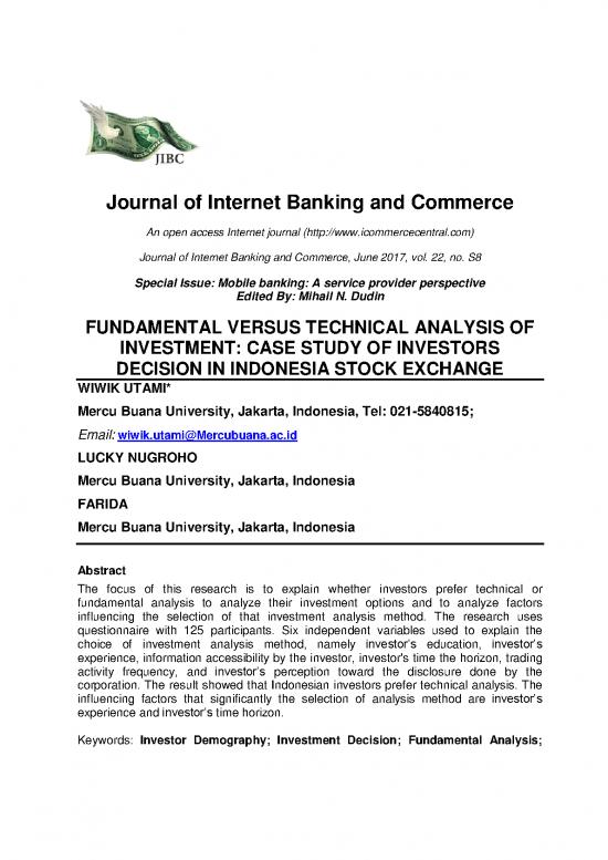 Journal Pdf 92035 | Fundamental Versus Technical Analysis Of Investment Case Study Of Investors ...