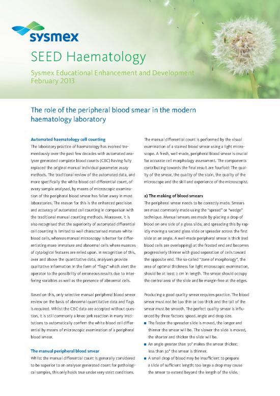 Sysmex Seed The Role Of The Peripheral Blood Smear In The Modern ...