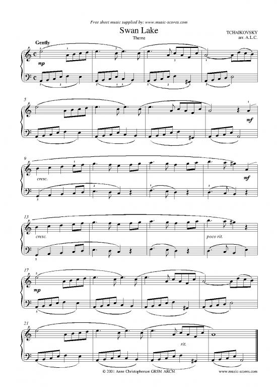 Music Therapy Pdf 91902 | Tchaikovsky Swan Lake Piano