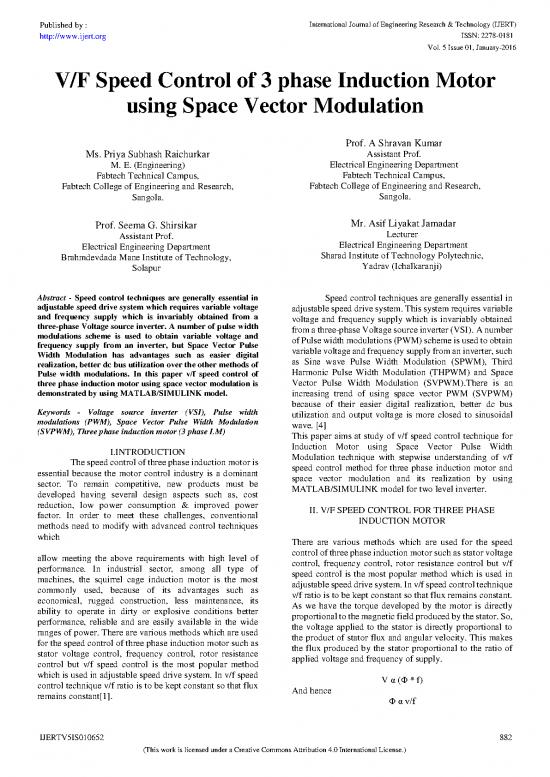 Journal Pdf 92053 Vf Speed Control Of 3 Phase Induction Motor Using Space Vector Modulation