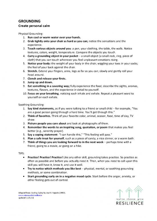 Grounding Worksheet