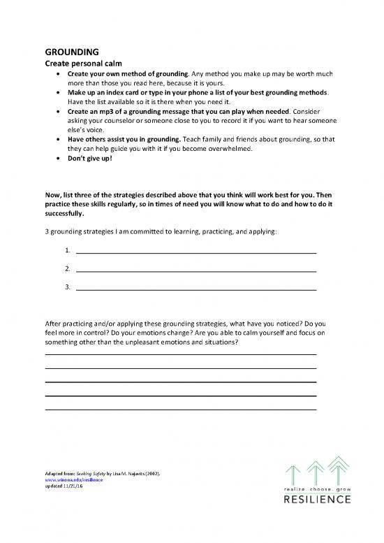 Grounding Worksheet