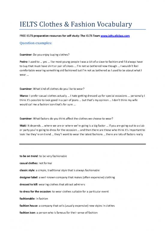 Fashion Pdf 95477 | Ielts Vocabulary Clothes