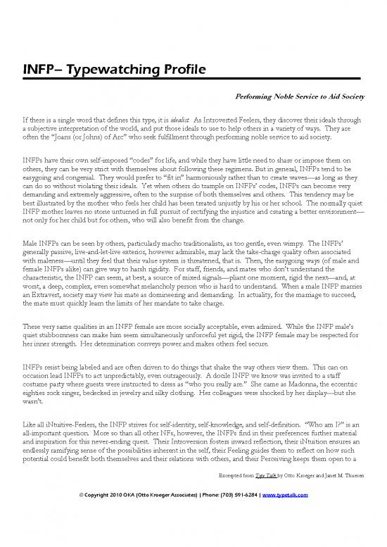 Infp Typewatching Profile