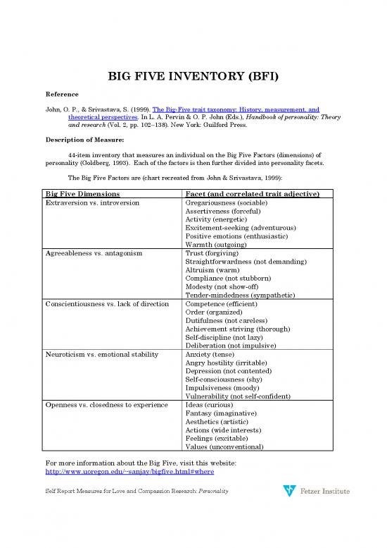 Personality Pdf 95967 | Personality Bigfiveinventory