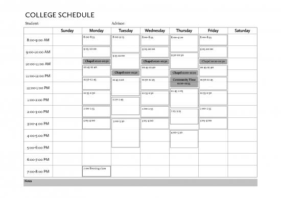 Schedule Pdf 94641 | Weekly Schedule Template Fillable