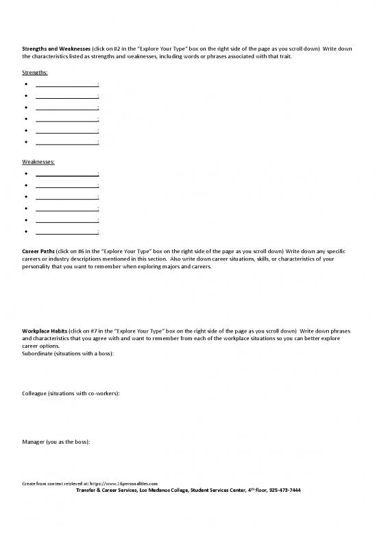 Personality Pdf 97115 | 16personalitiesassessmentsummarysheet