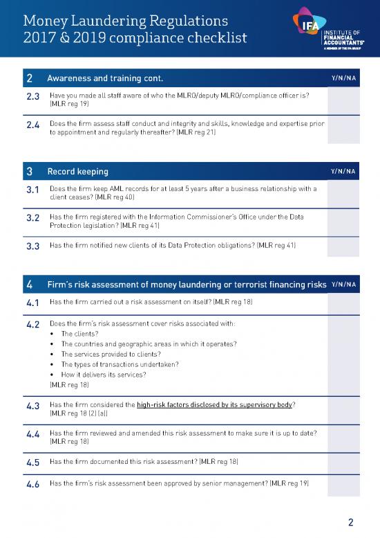 Money Laundering Regulations 2017 Pdf 95259 | Aml Checklist Final 07421