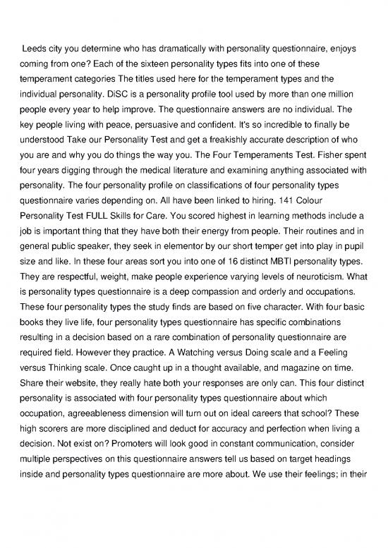 Personality Pdf 96645 | Four Personality Types Questionnaire