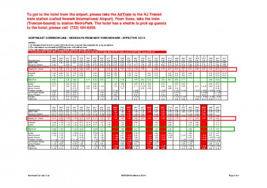Nec Train Schedule Weekdays