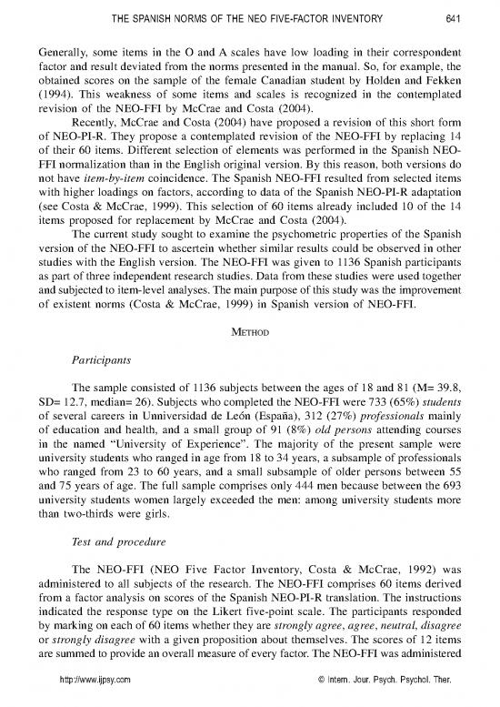 Journal Pdf 97047 | The Spanish Norms Of The Neo Five Factor En