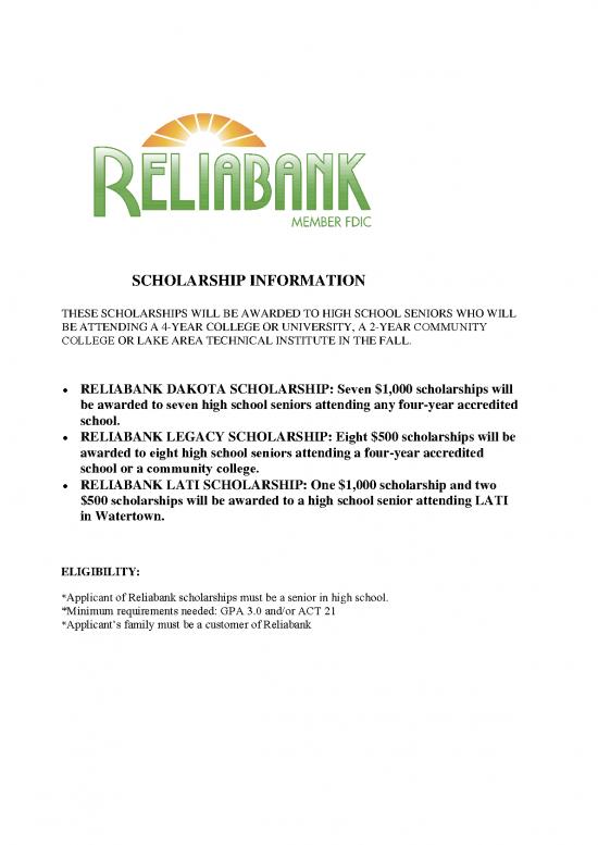 Application Format Pdf 10262 | Reliabank Scholarship Application 2022 ...