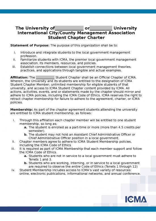 Agreement Sample 10349 | Icma Student Chapter Charter 1 | Flyer ...