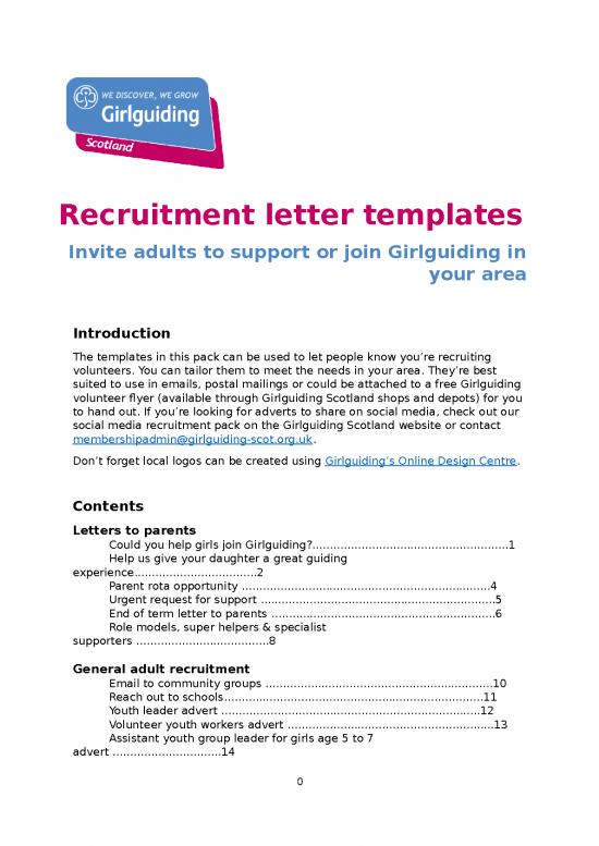 Recruitment Letter Templates Girlguiding Scotland | Flyer Template Word