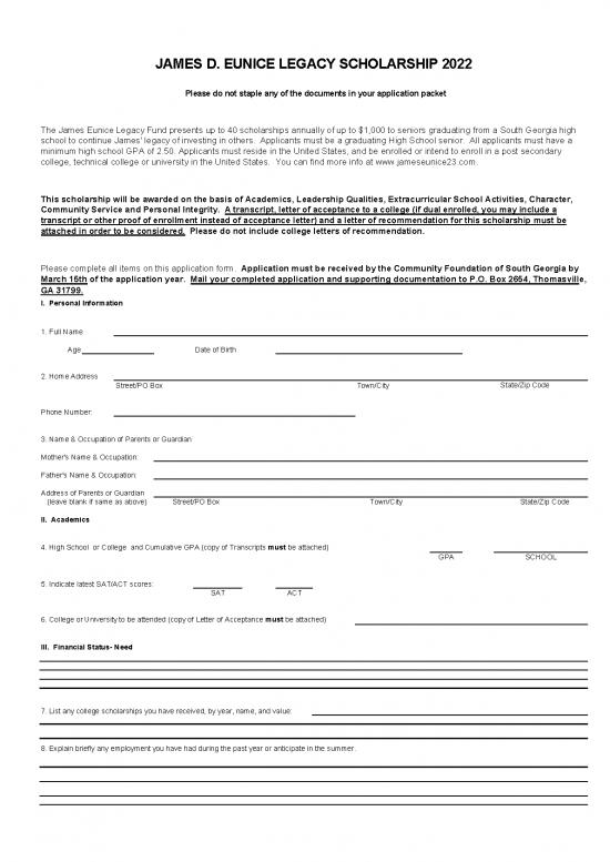 Scholarship Application Letter Sample Pdf 10164 | James Eunice Legacy ...