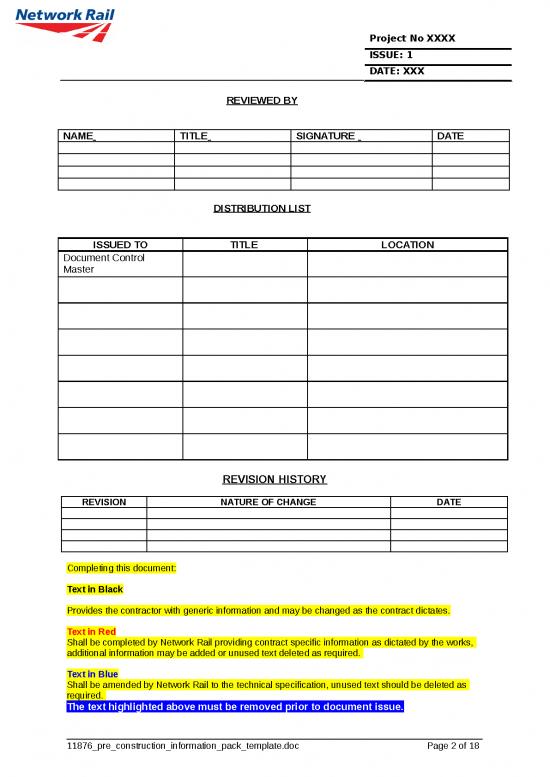 Construction Spreadsheet 10390 | Pre Construction Information Pack ...